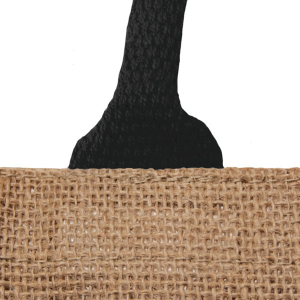 Jute Box Tote Bag Black Handles & Sides | Short Handle Tote Bags | The ...