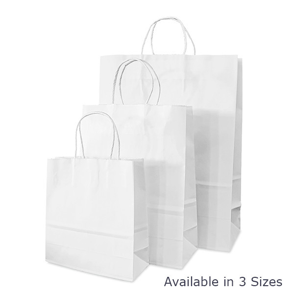 25 White Paper Bags 19x21x8cm | Eco-Friendly Gift and Retail Shopping ...